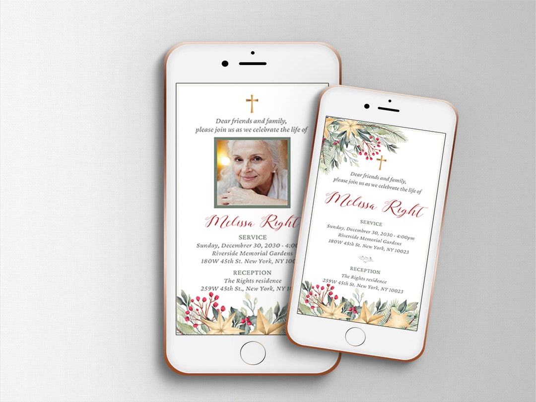 Electronic Funeral Invitation Templates for Christmas, Smartphone ...