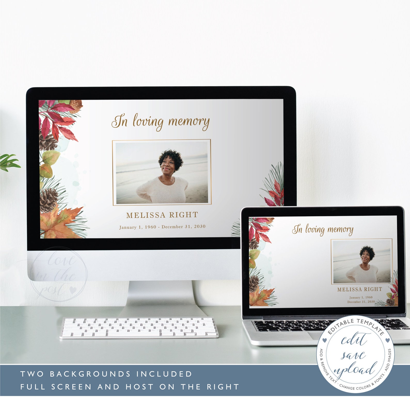 Fall Virtual funeral background ZOOM template for virtual | Etsy