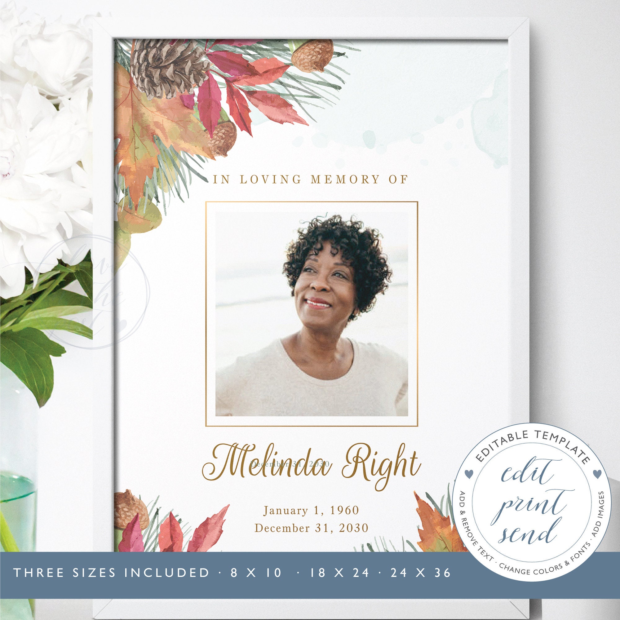 Fall Welcome Sign Template Printable Memorial Service | Etsy