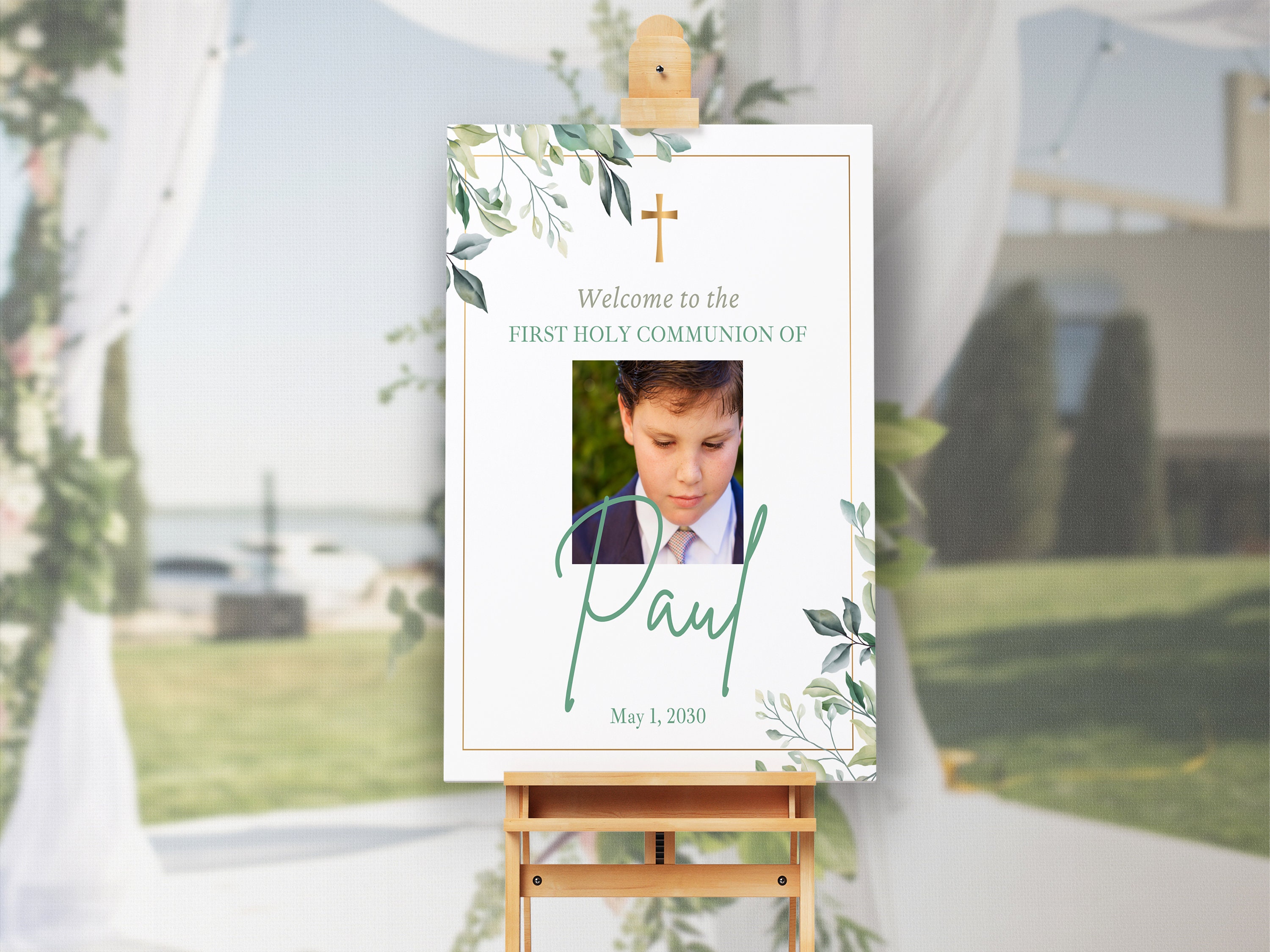 Greenery Communion Welcome Sign for Boy First Holy Communion | Etsy