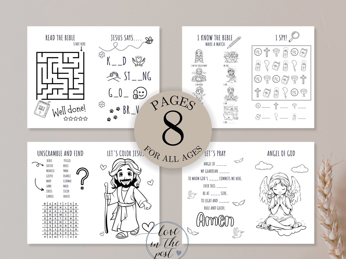 Editable and Printable First Communion Activity Book for Kids | Bible ...