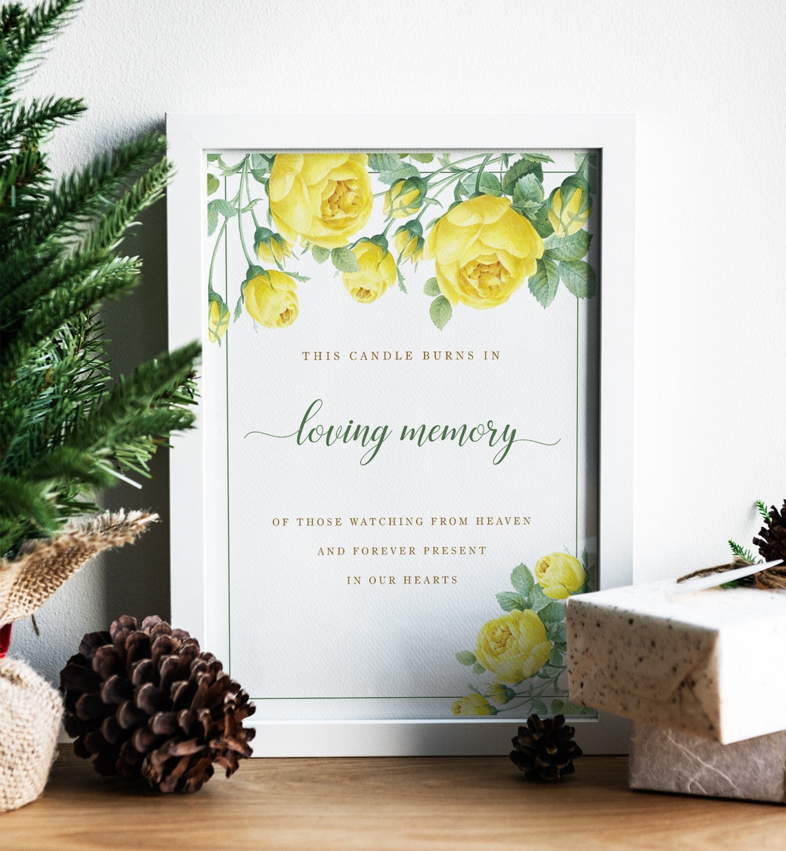 Yellow Roses Memorial Candle Printable in Loving Memory | Etsy