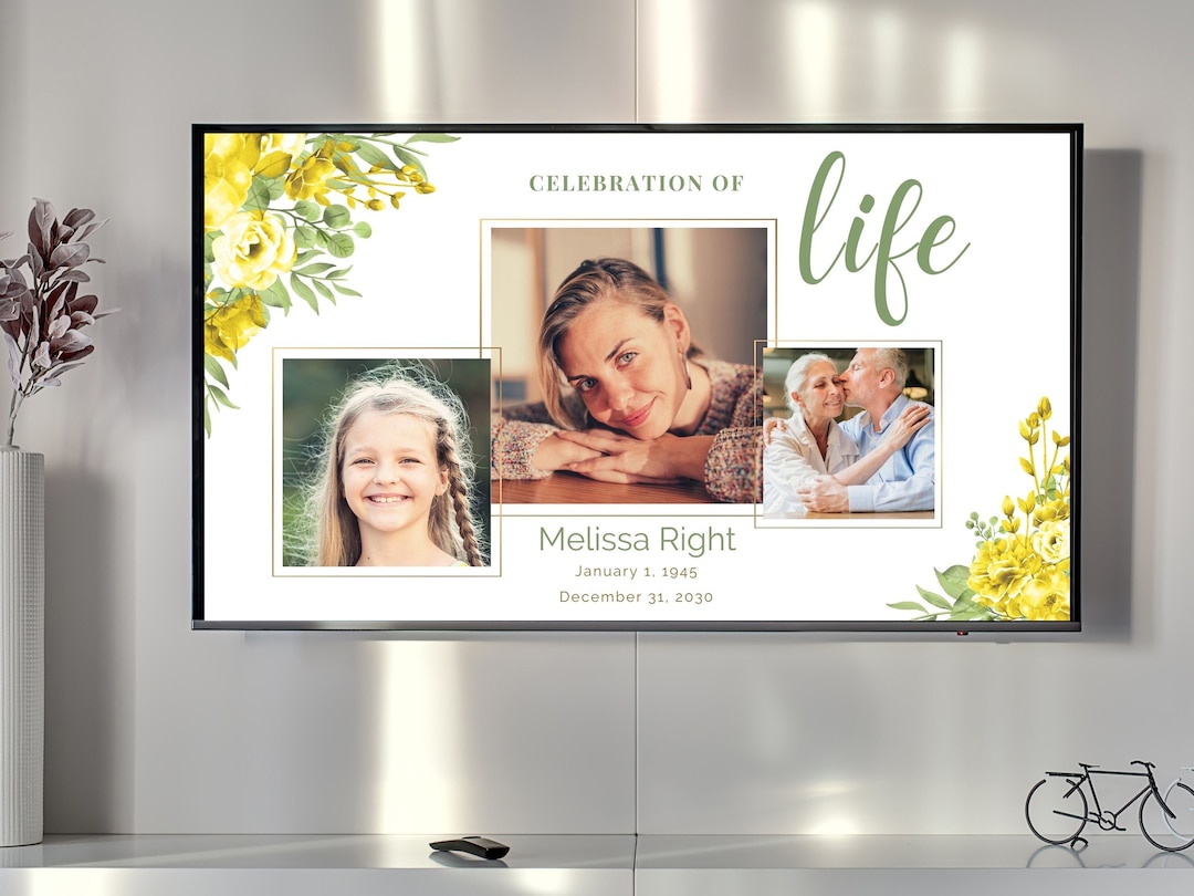 Yellow Roses Celebration of Life Slideshow Template, Memorial Video ...