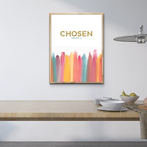 Chosen Colorful Bible Verse Wall Art Uplifing Scripture Art - Etsy