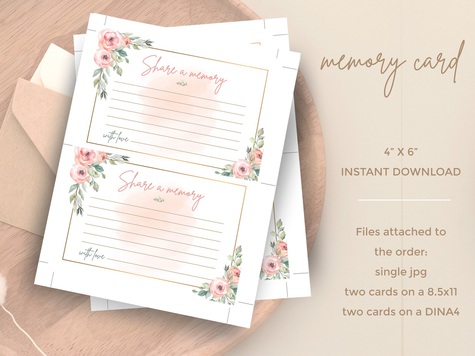Share a Memory Editable Sign + Card, Share a Memory Printable With ...