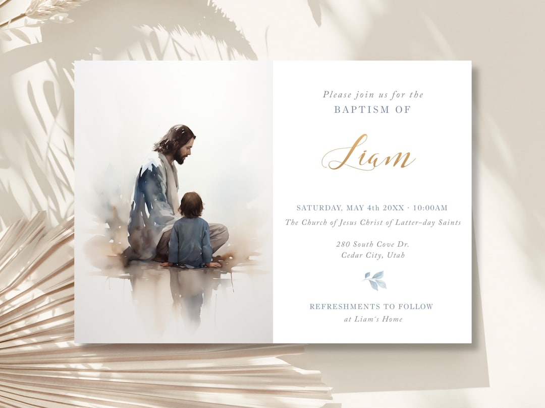 LDS Baptism Invitation Template for Boy, Jesus and Boy in Prayer, LDS ...