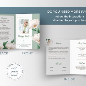 Daisies Funeral Program Template for Woman, Celebration of Life Floral ...