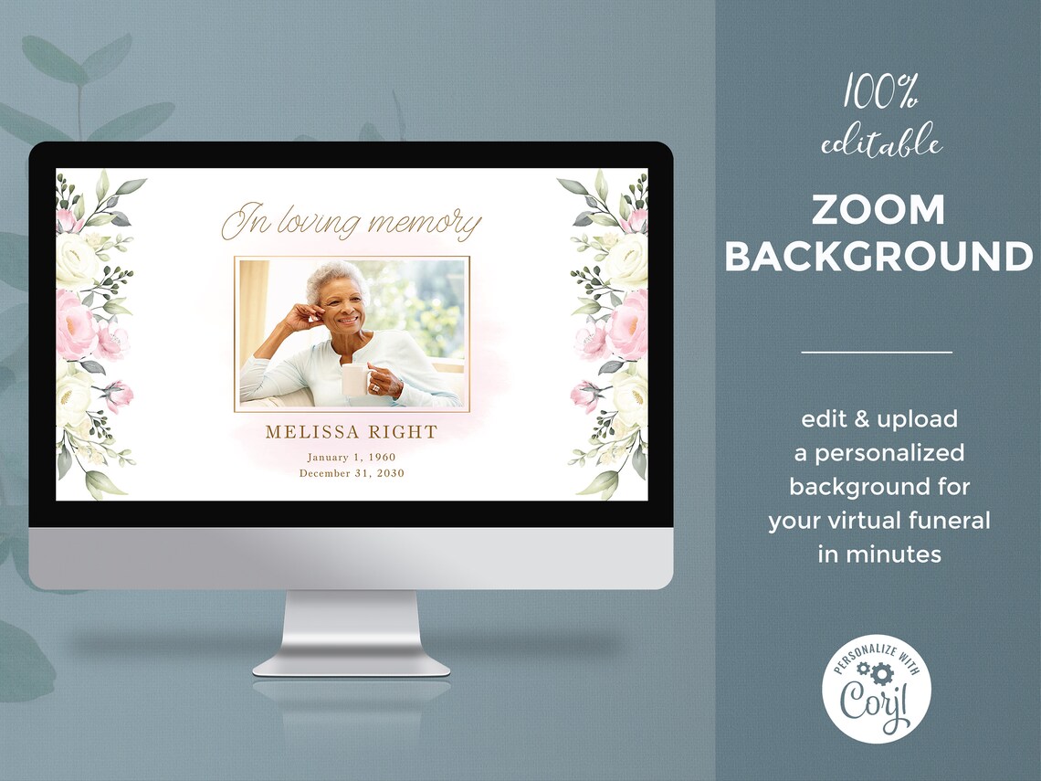Virtual Funeral Background With White and Pink Roses ZOOM - Etsy Canada