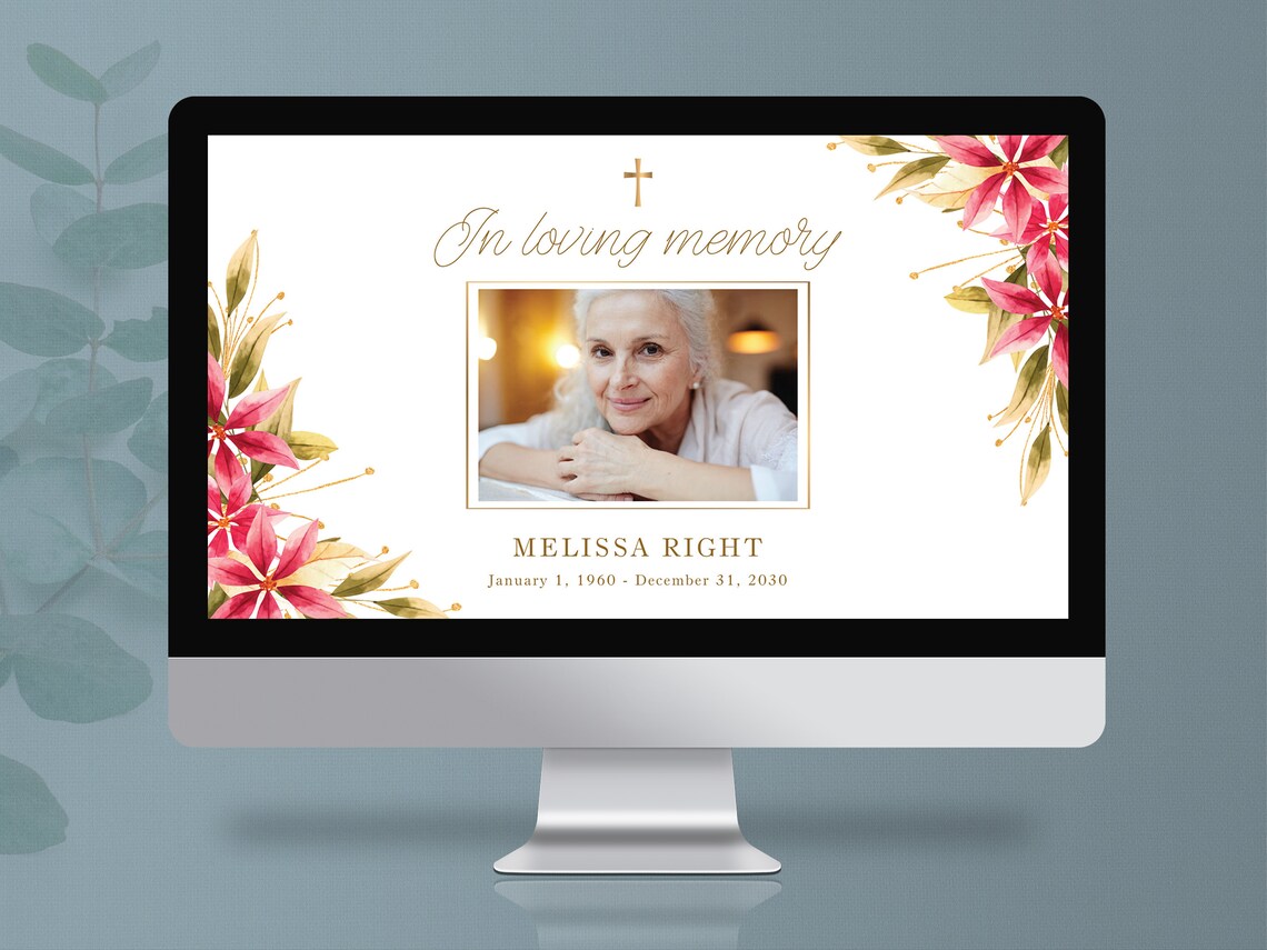 Poinsettian Virtual Funeral Background for Christmas ZOOM - Etsy