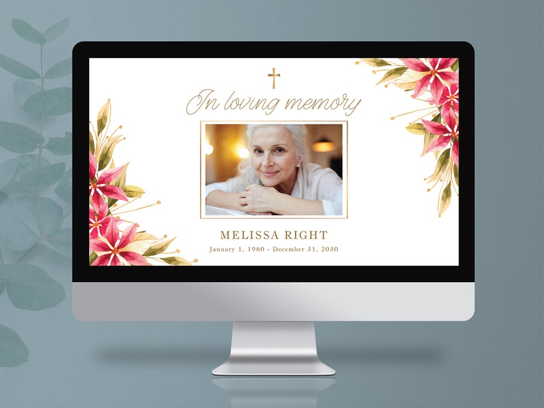 Poinsettian Virtual Funeral Background for Christmas ZOOM - Etsy