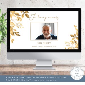 ZOOM Funeral Background for Man, Template for Virtual Memorial Service ...