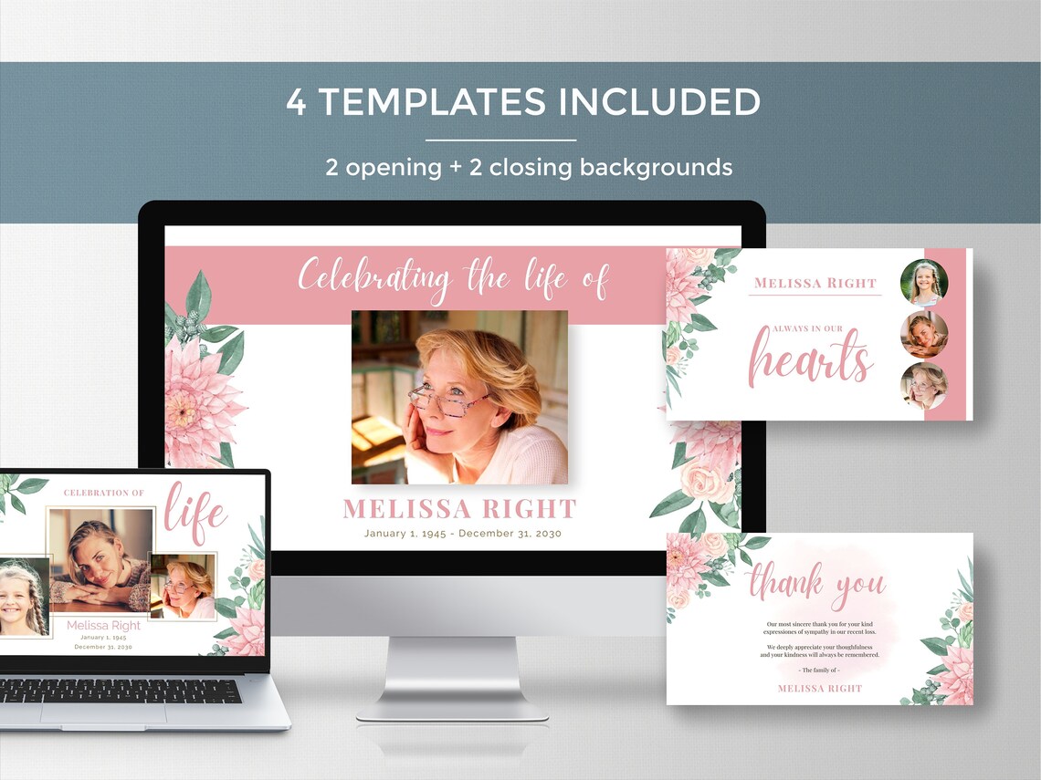 Dahlias ZOOM Funeral Background Templates Digital Template - Etsy