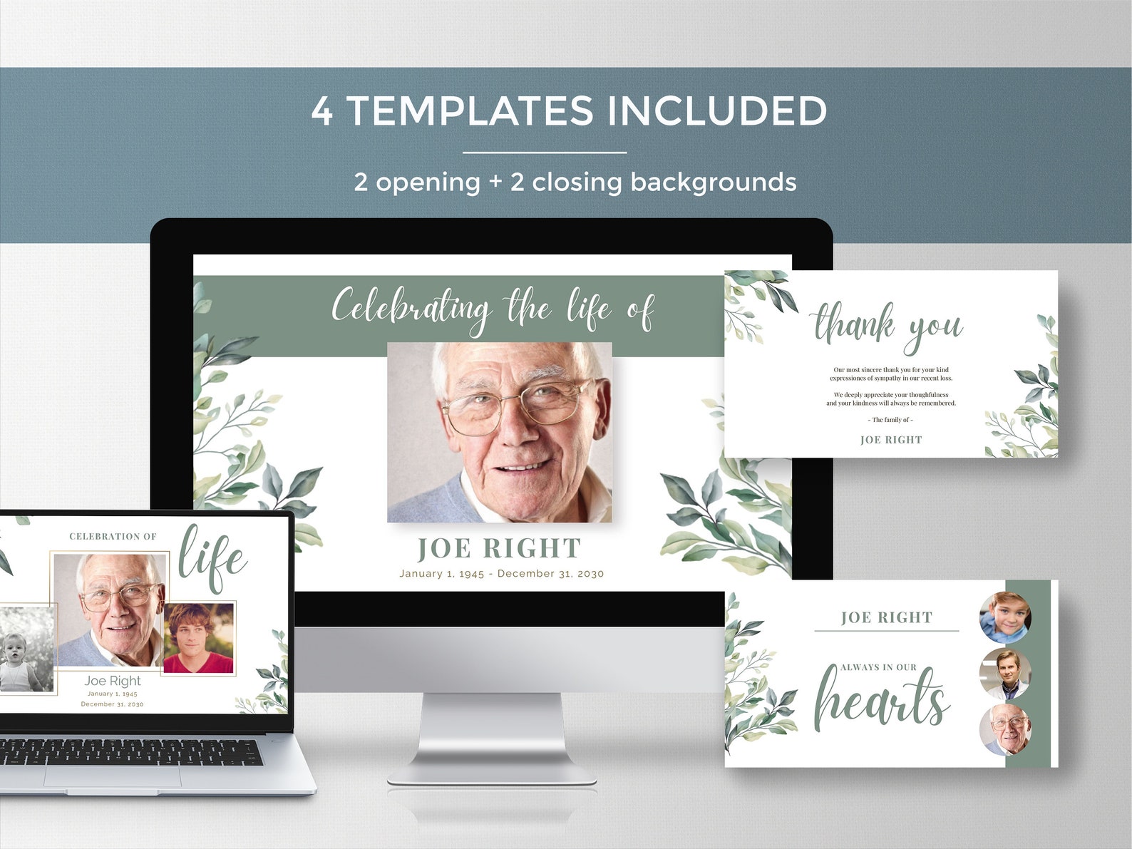 Digital funeral background for man ZOOM template for virtual | Etsy