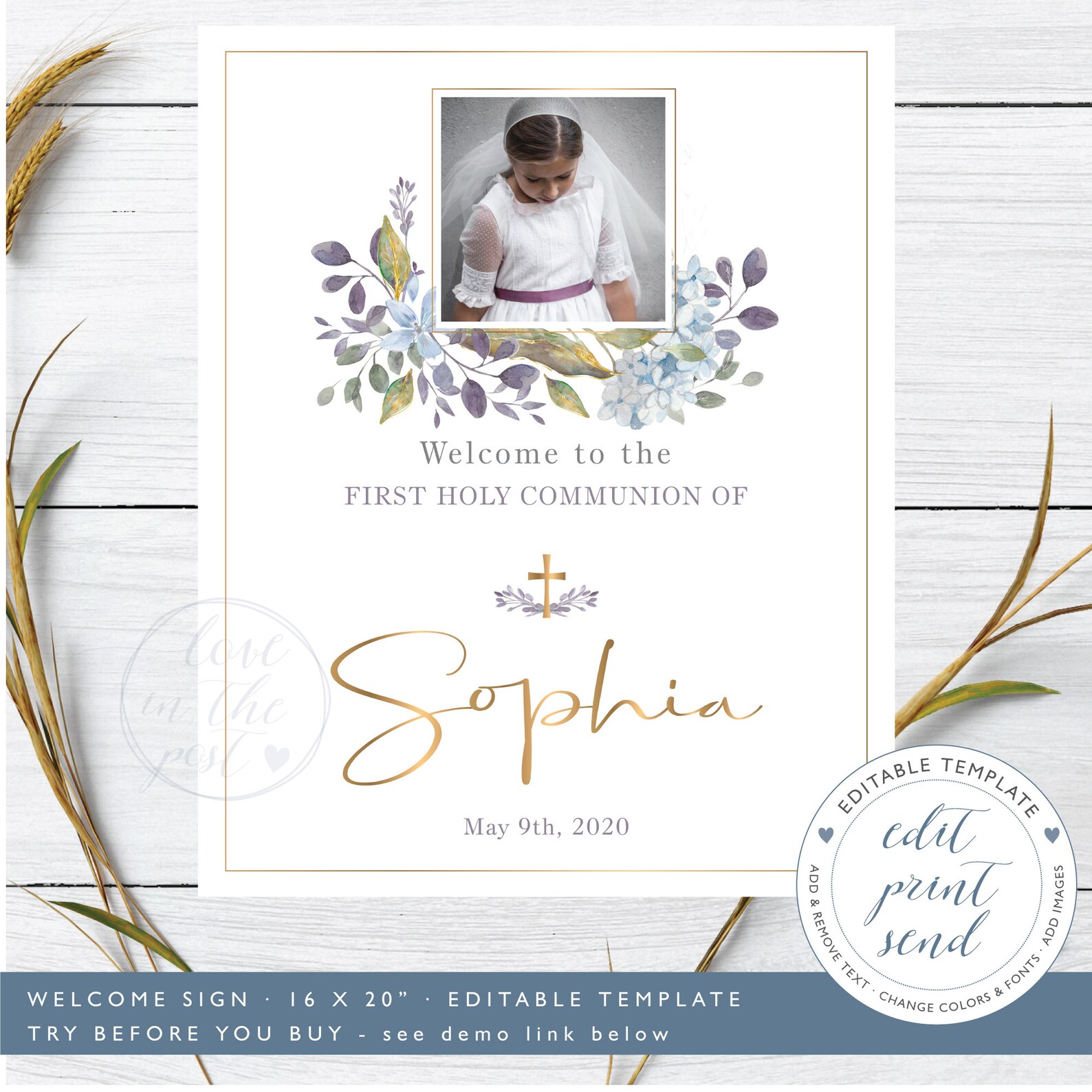 Communion Welcome Sign with photo First Holy Communion | Etsy