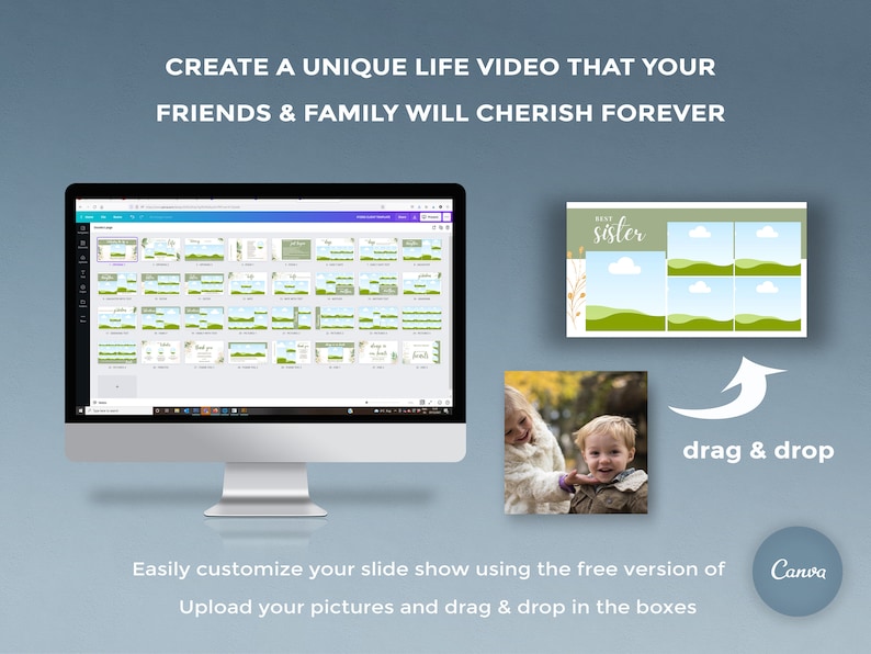 Editable Greenery Gold Celebration of Life Slideshow for - Etsy
