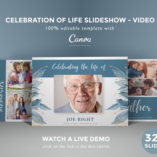 Funeral Slideshow Template Funeral Template Celebration of - Etsy