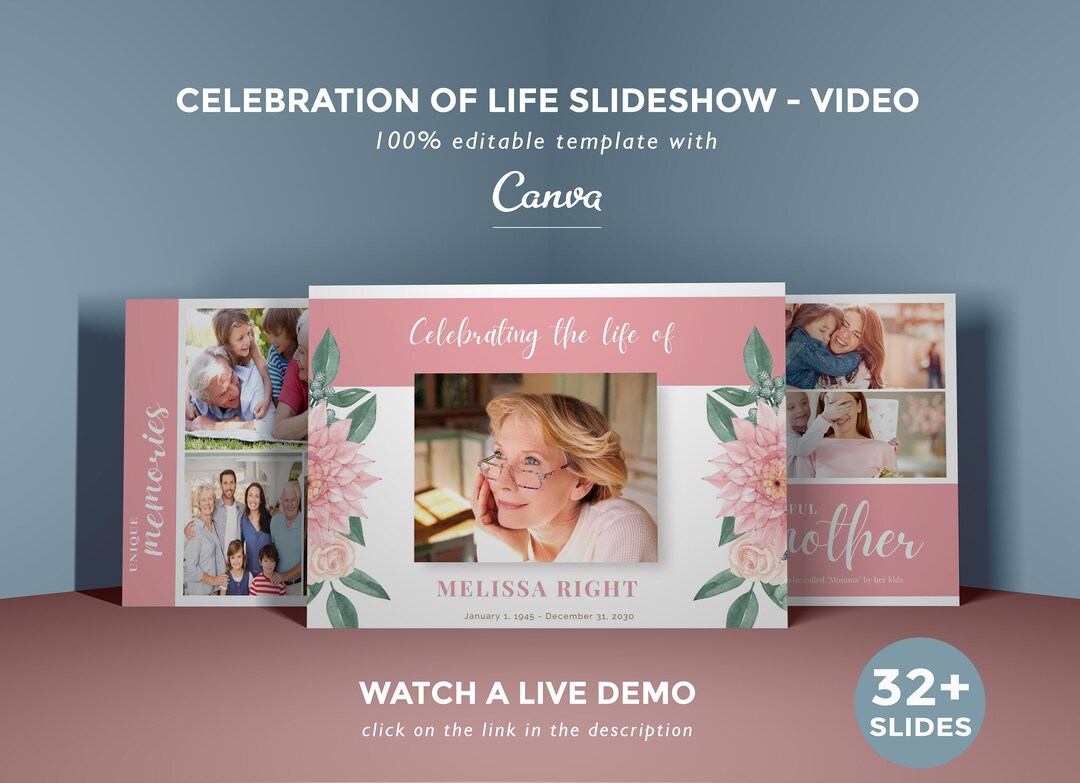 Celebration of Life Slideshow With Pink Dahlias, Memorial Video ...