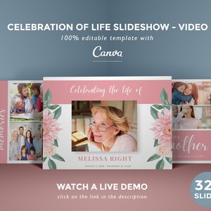 Celebration of Life Slideshow With Pink Dahlias, Memorial Video ...