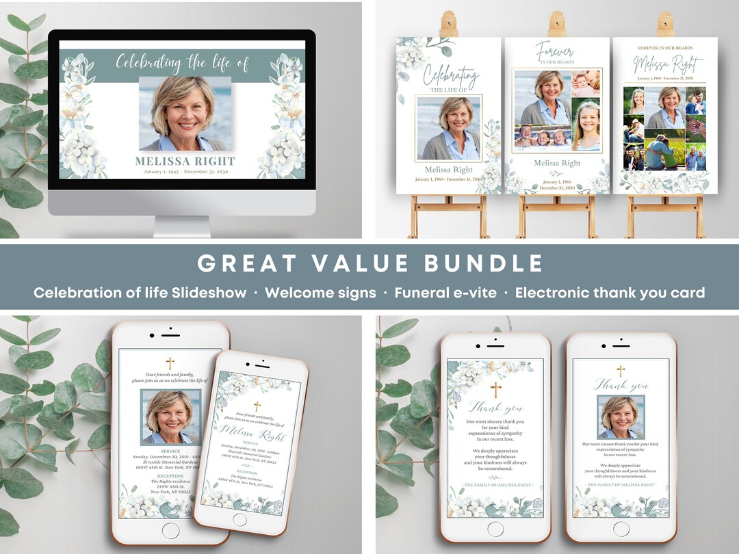 Funeral Slideshow Bundle for Woman, Video Presentation, Memorial Signs ...