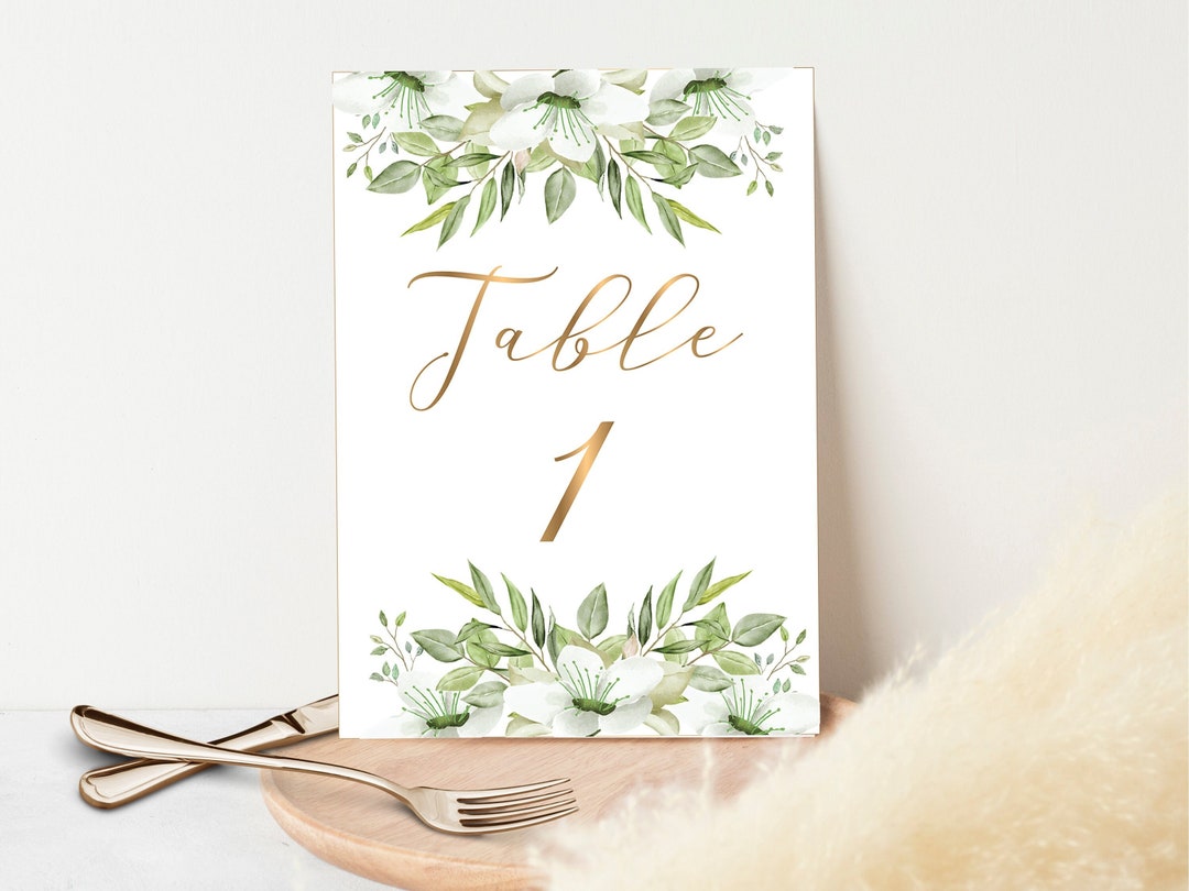 White Flowers First Holy Communion Table Numbers Printable, Communion ...
