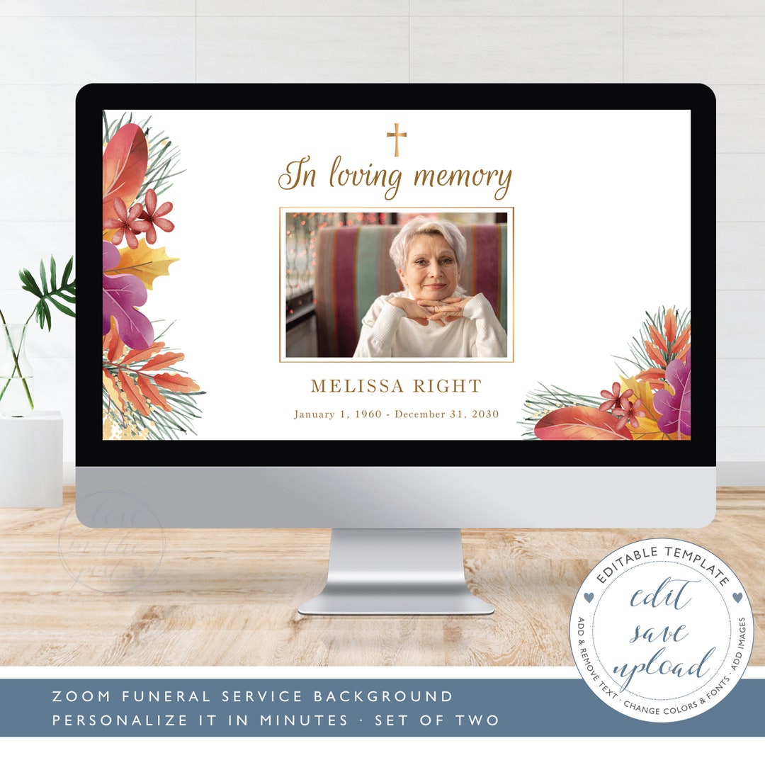 Fall ZOOM Funeral Background, Template for Virtual Memorial Service ...