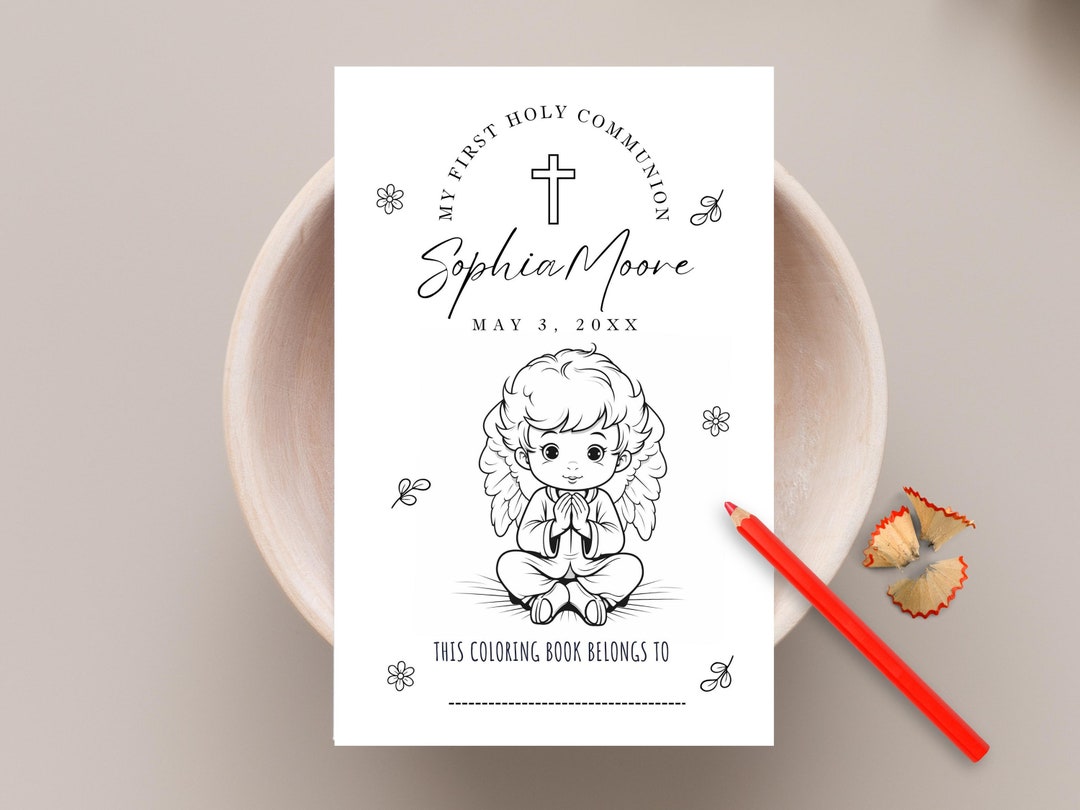 Personalized First Communion Coloring Pages for Kids | Editable and ...
