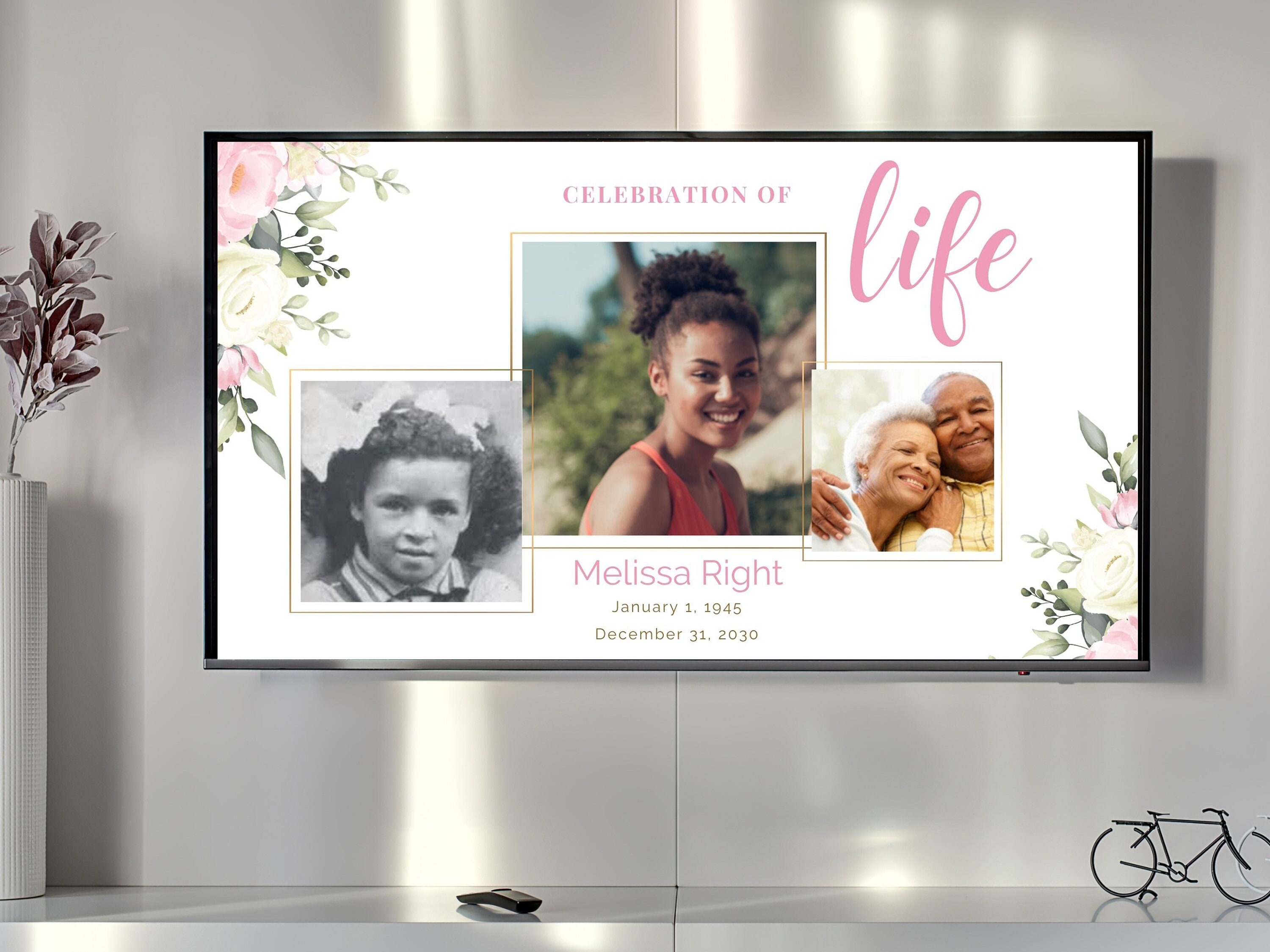 Elegant Celebration of Life Slideshow for Woman, Floral Memorial Video ...