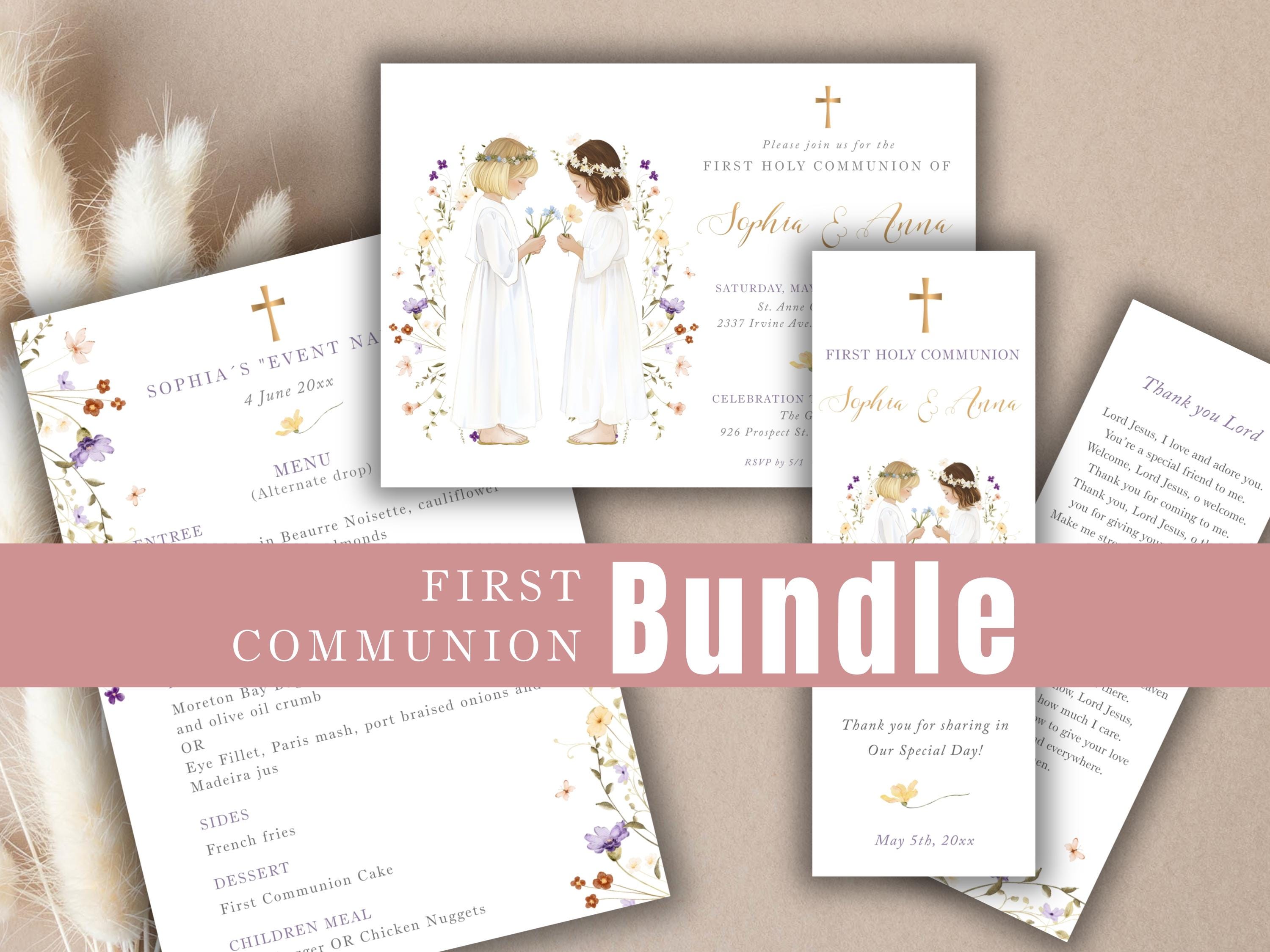 First Holy Communion BUNDLE for Two Girls, Sisters, Twins. Wildflowers ...