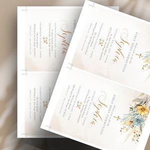 First Communion Invitation Template for Girl, Rustic Wildflowers Holy ...