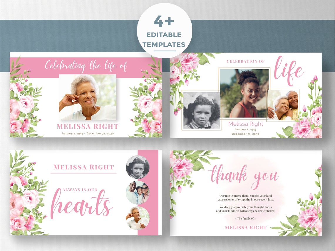 Pink Roses Digital Funeral Background ZOOM Template for - Etsy