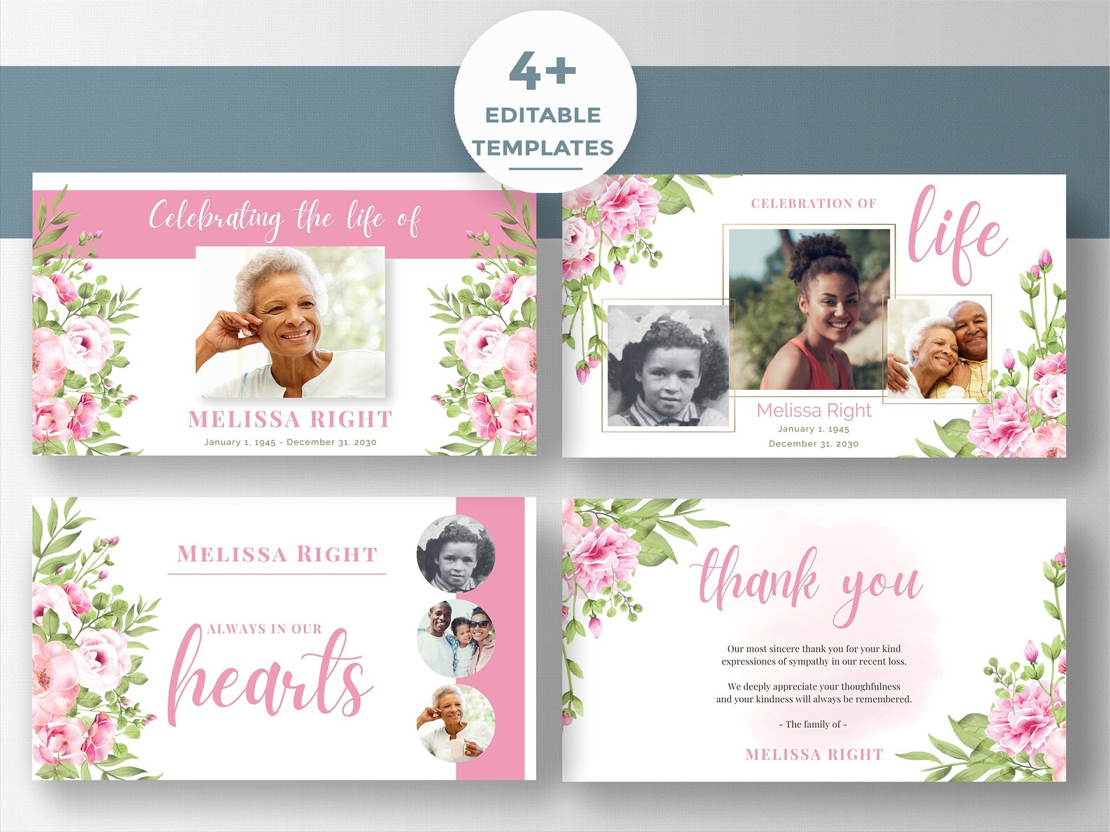 Pink Roses Digital Funeral Background ZOOM Template for - Etsy UK