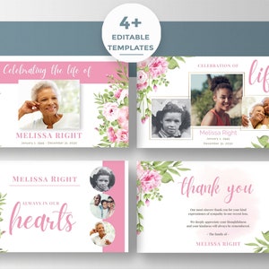 Pink Roses Digital Funeral Background, ZOOM Template for Virtual ...