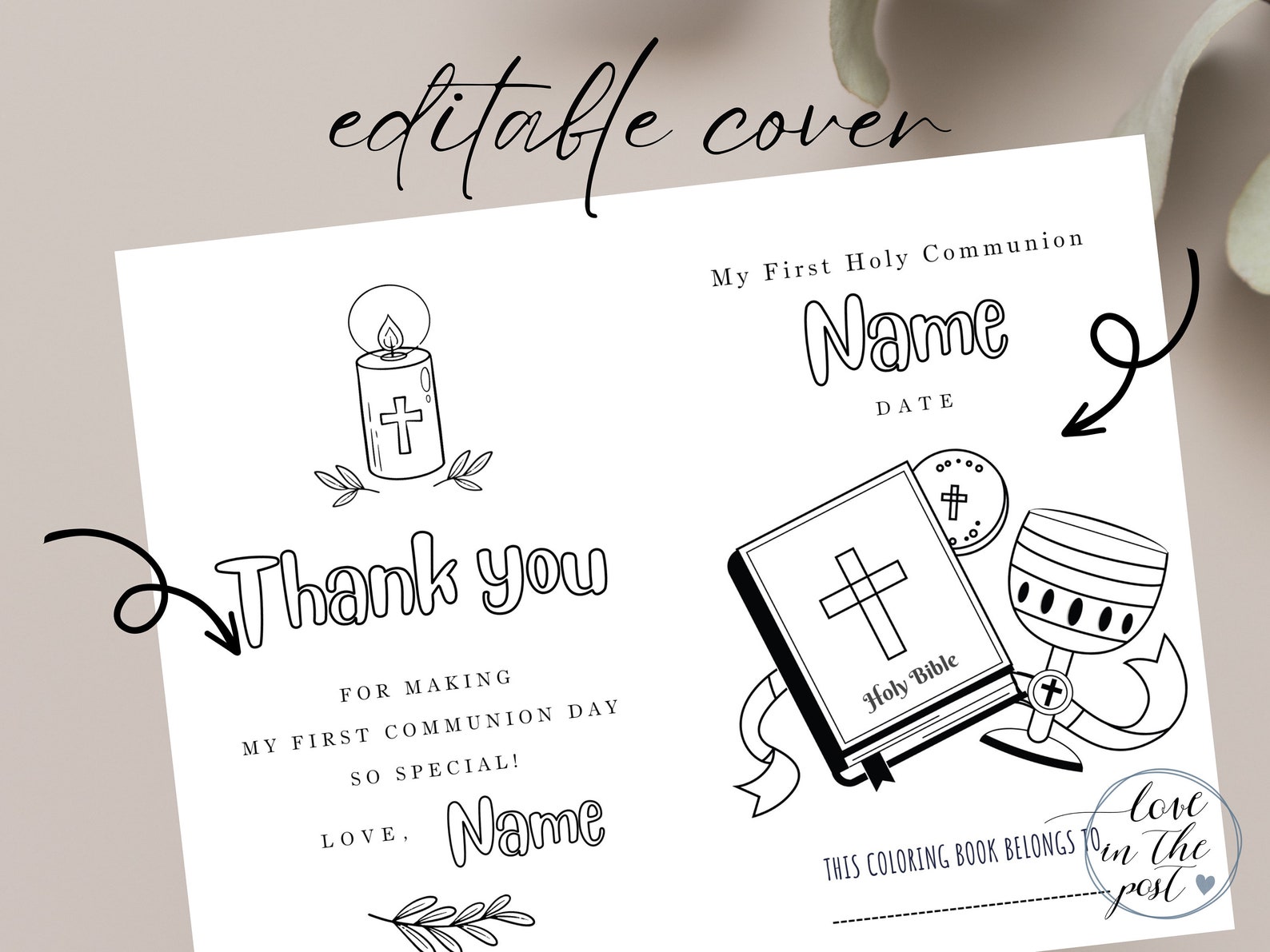 Printable First Communion Coloring Pages for Kids | Editable Cover ...