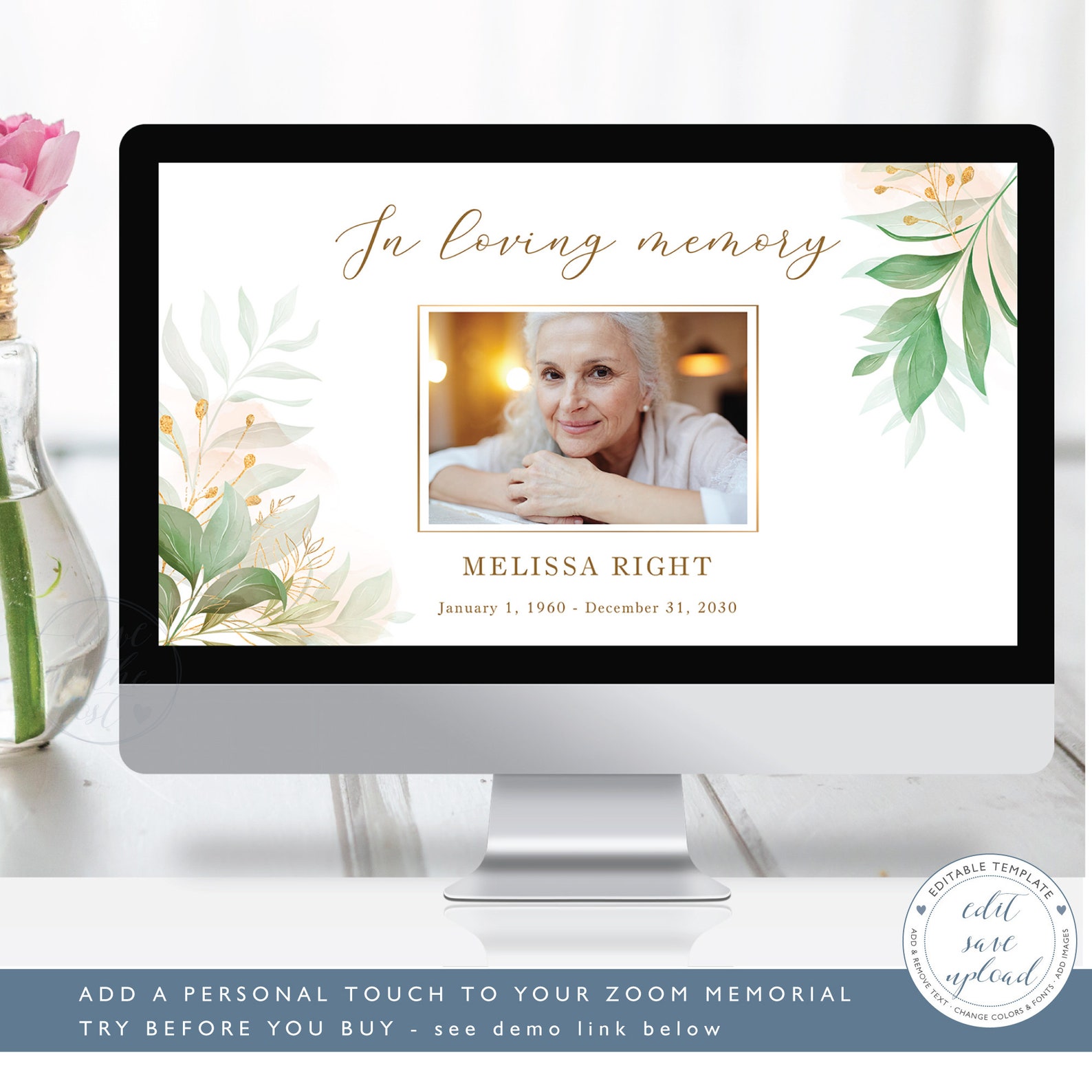 ZOOM Funeral Background ZOOM Template for Virtual Memorial | Etsy