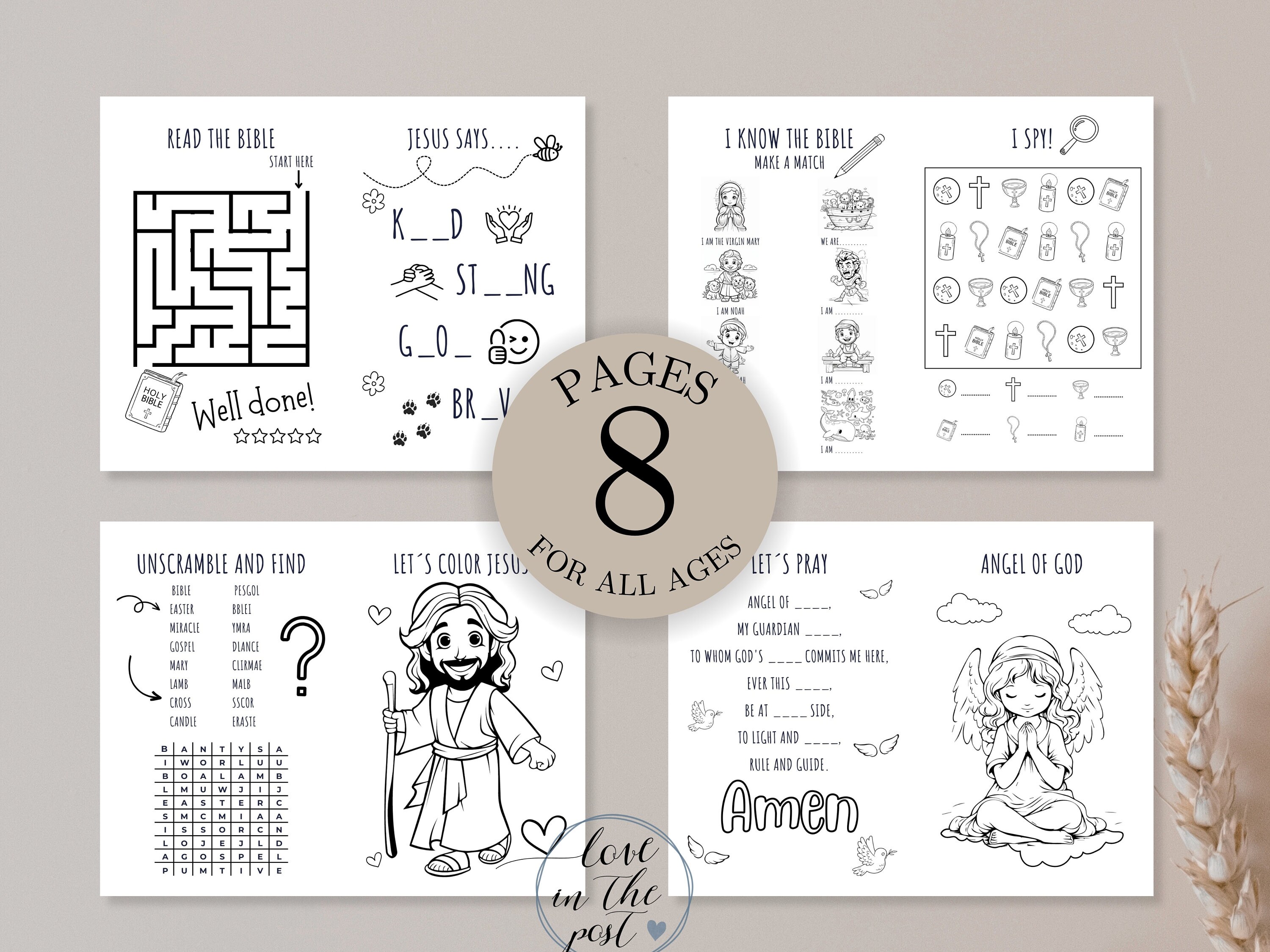 Editable and Printable First Communion Activity Book for Kids | Bible ...