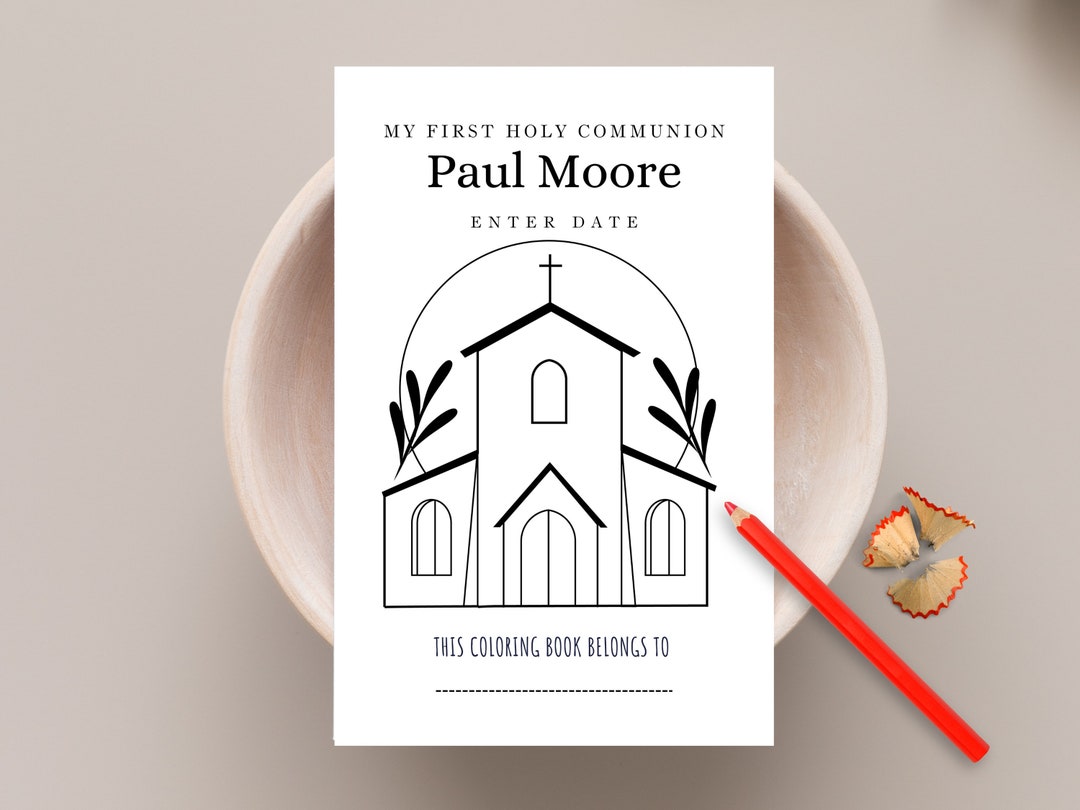 First Communion Printable Coloring Pages for Kids | Editable Cover ...