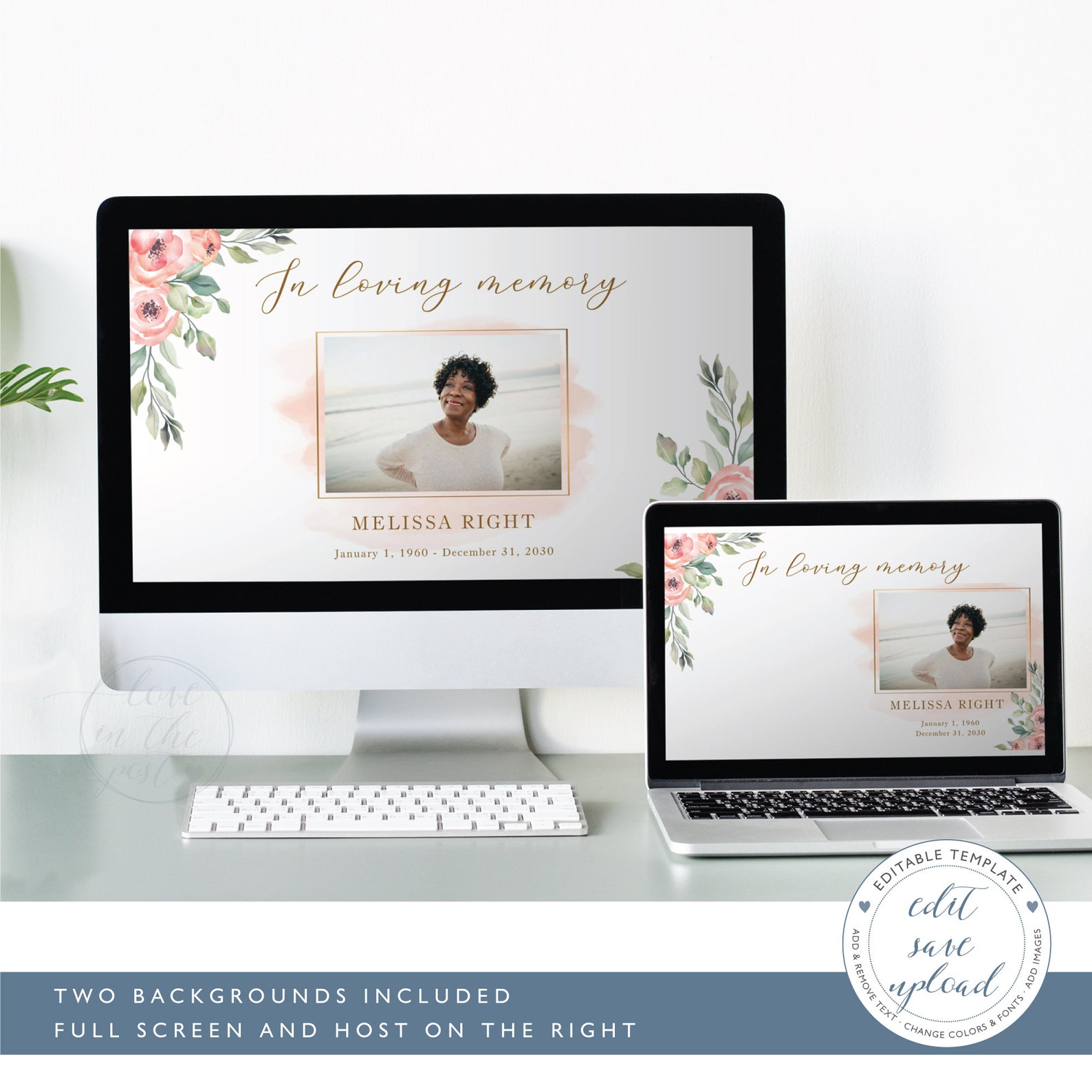 Virtual Funeral Background, ZOOM Template for Virtual Memorial Service ...