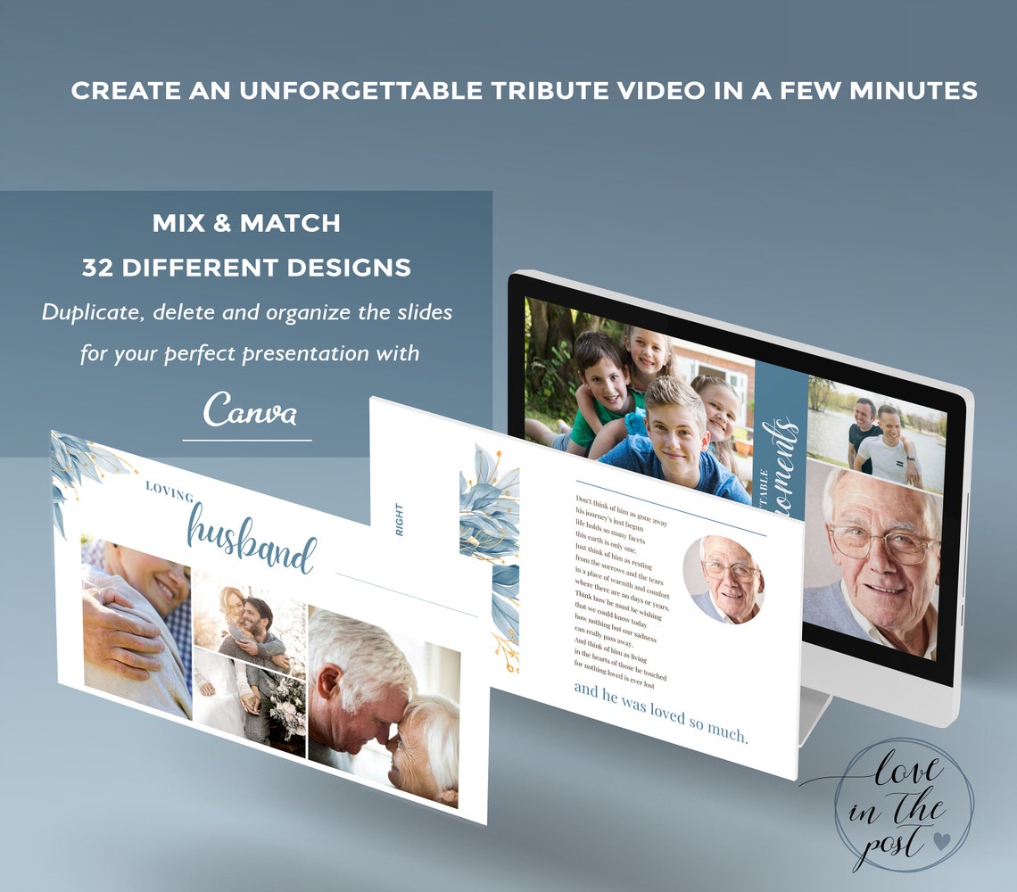Funeral Photo Video Template for Man Memorial Service - Etsy