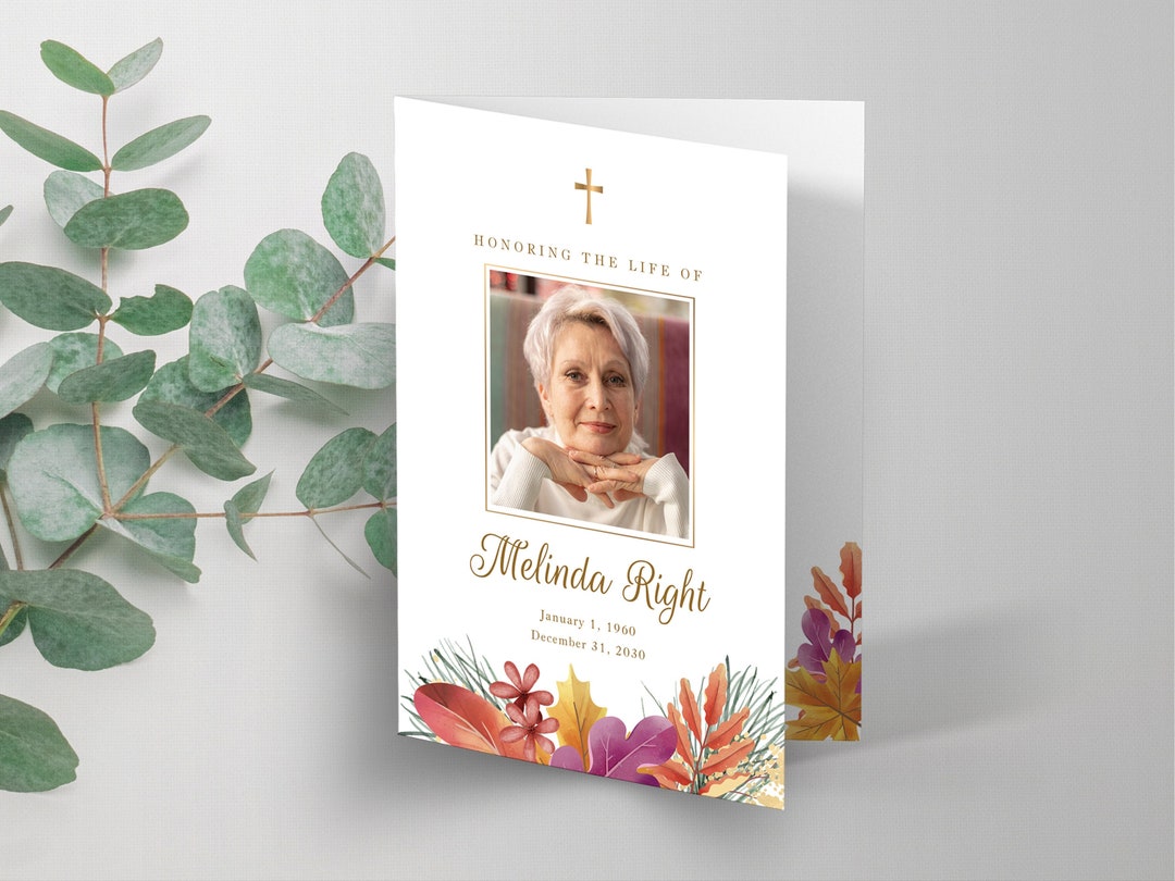 Fall Funeral Program Template for Woman, Celebration of Life Editable ...