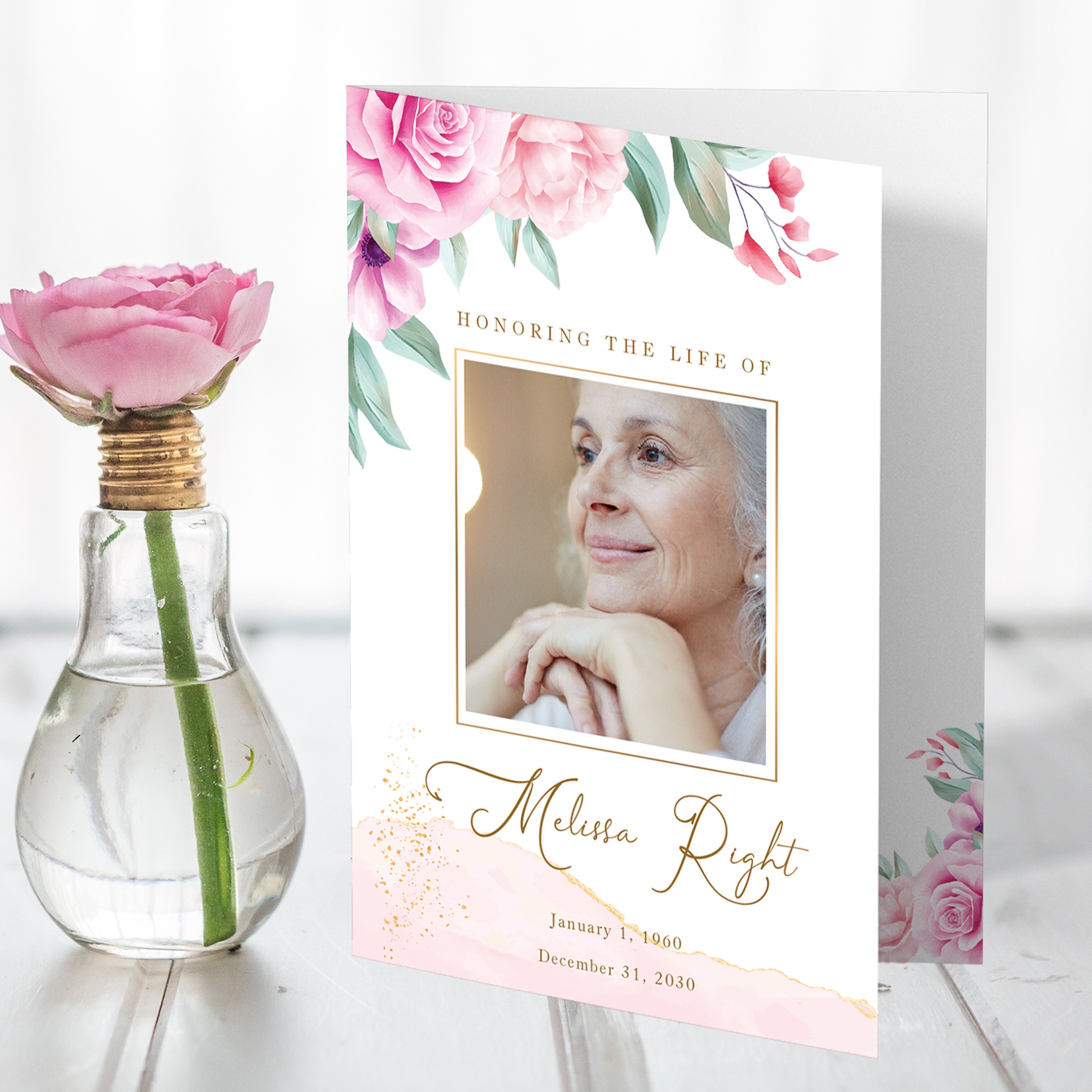 Funeral Program Template for Woman Celebration of Life Floral - Etsy