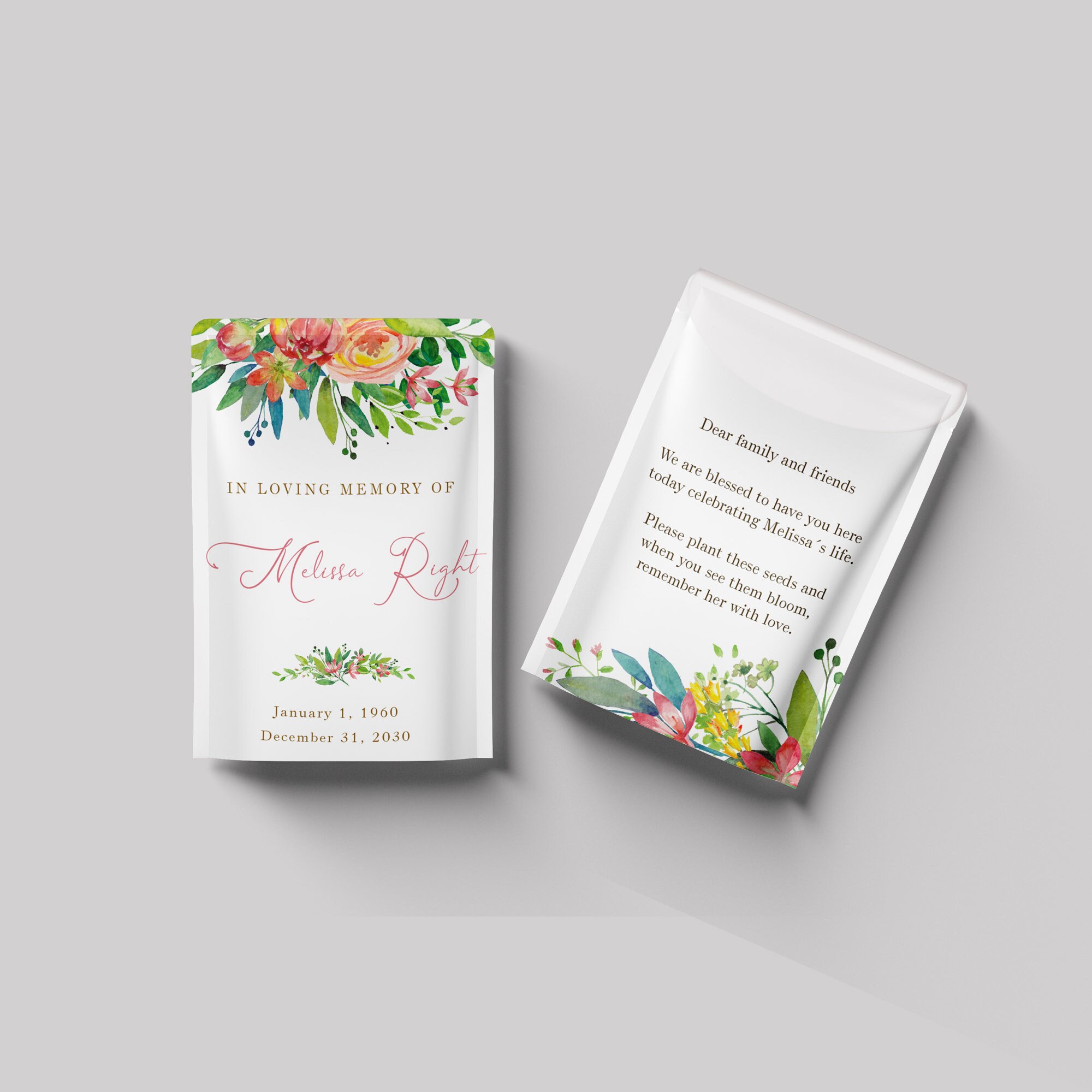Bright Flowers Seed Packet for Funeral Memorial Seeds Favor - Etsy