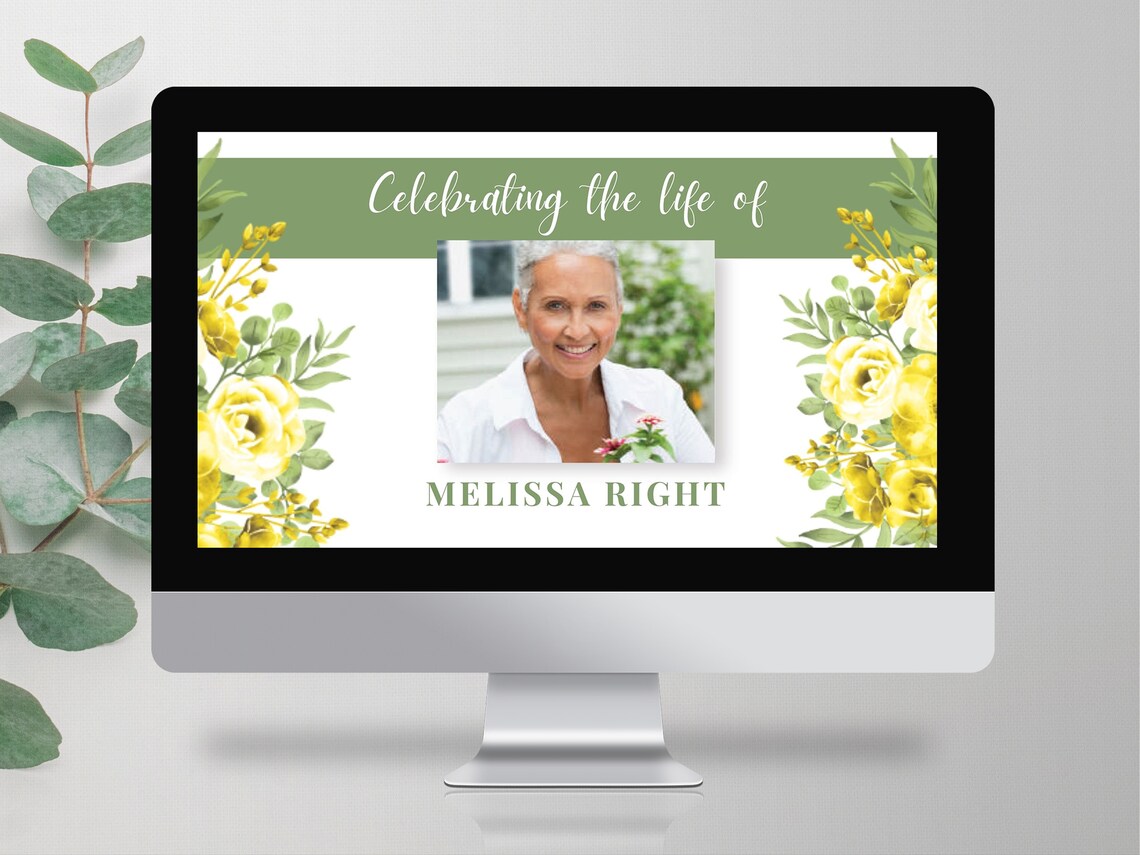 Digital Funeral Background With Yellow Roses ZOOM Template - Etsy