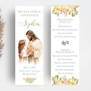 Baptismal Covenants Bookmark for Girl, Editable Template, Jesus and ...