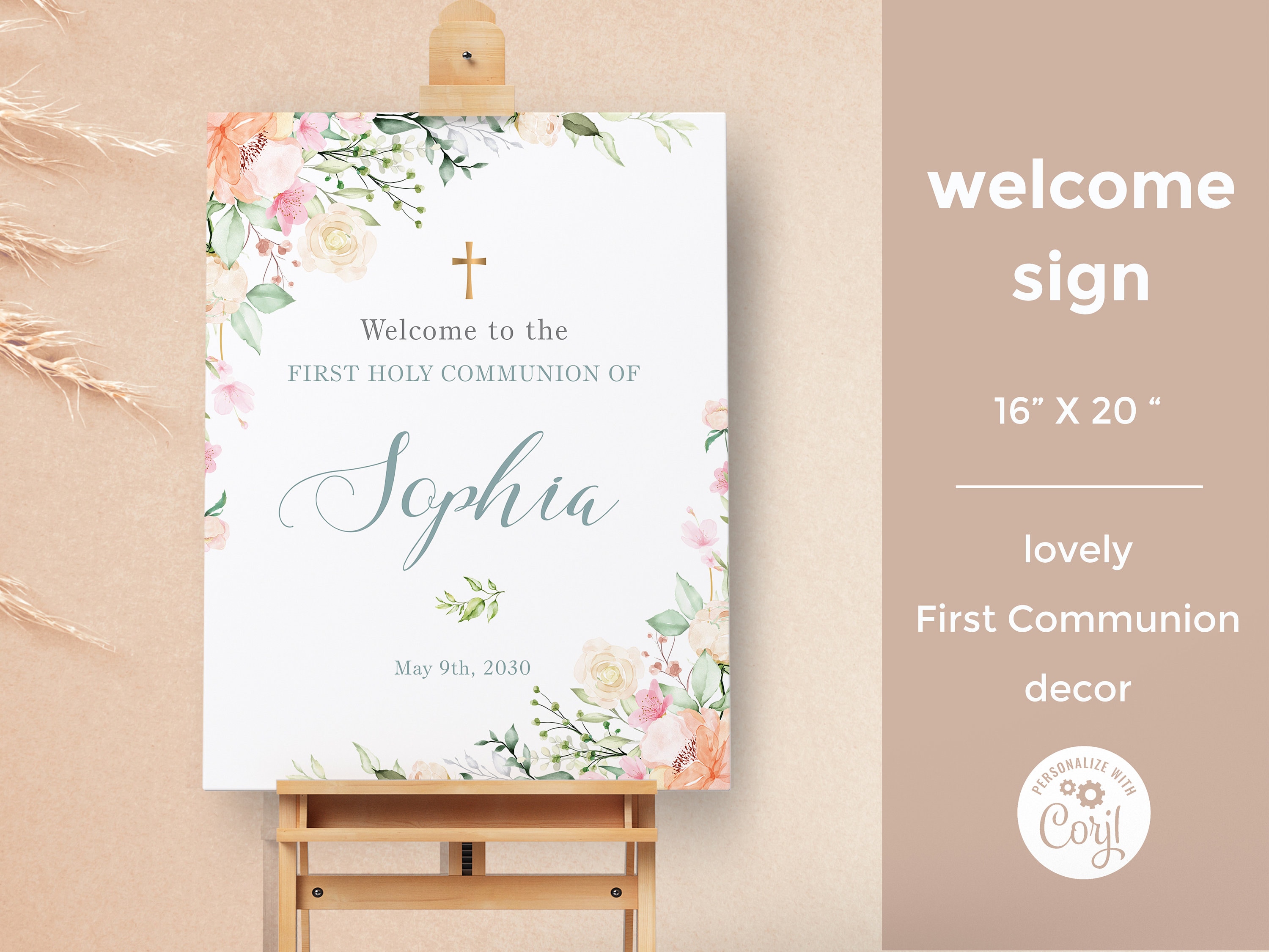 Editable First Communion Templates Set for Girl Holy | Etsy