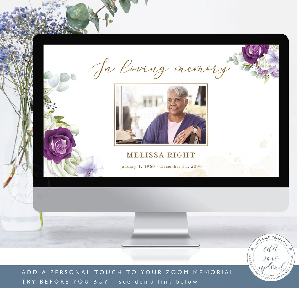 Lavender Virtual Funeral Background ZOOM Template for Virtual - Etsy