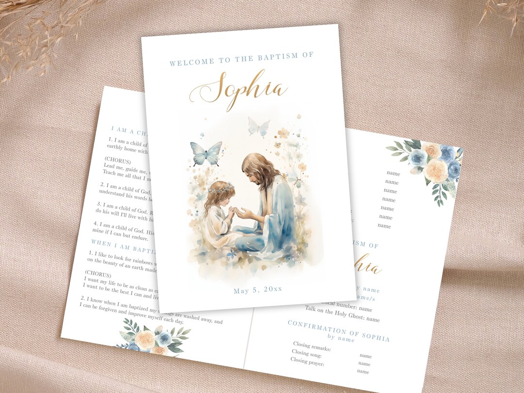 Editable LDS Baptism Program Template for Girl, Jesus & Girl, LDS ...