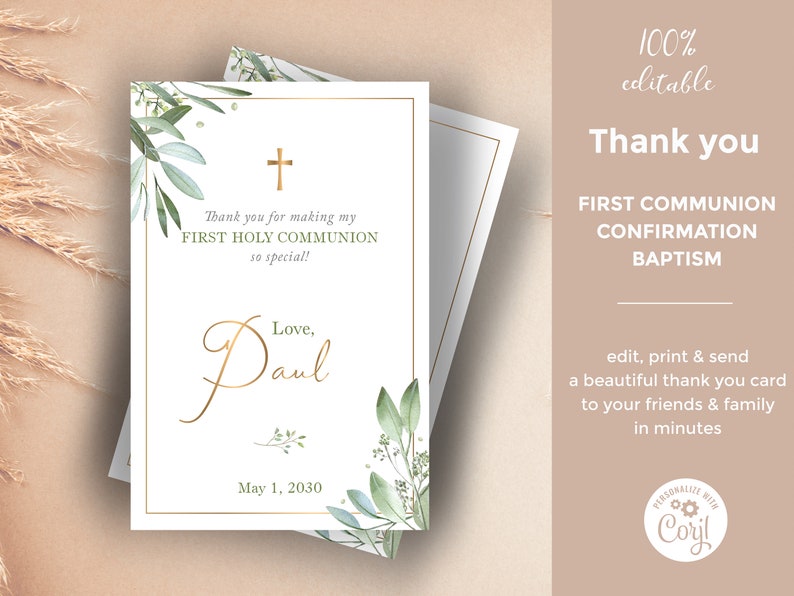 First Communion Templates Set for Boy, Holy Communion Invitation, Favor ...