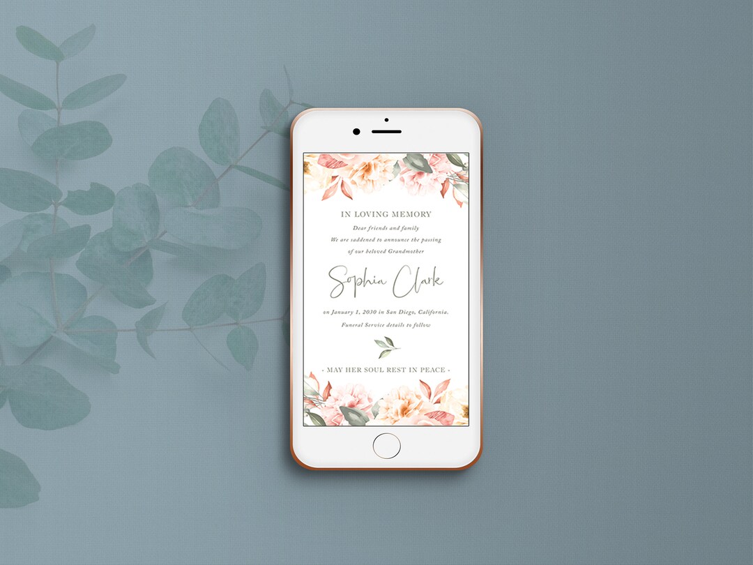 Digital Announcement of Death With Coralroses, Electronic Death Card ...