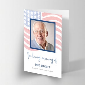 American Flag Funeral Program Template - Editable Patriotic Celebration ...