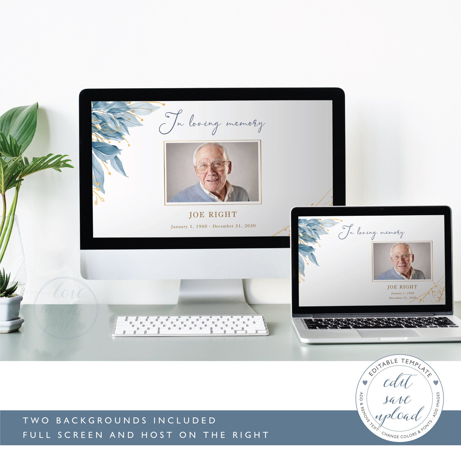 Virtual funeral background for man ZOOM template for virtual | Etsy